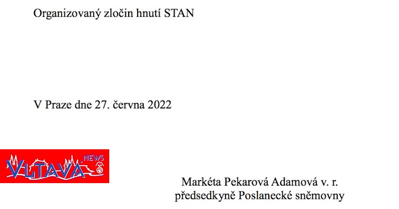 Vltava.news – Pekarová zve na Organizovaný zločin hnutí STAN